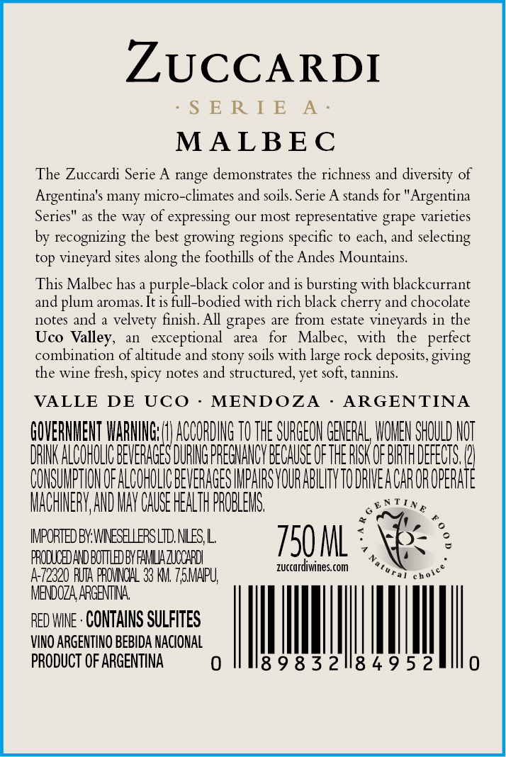 Zuccardi Serie A Malbec - Winesellers, Ltd.